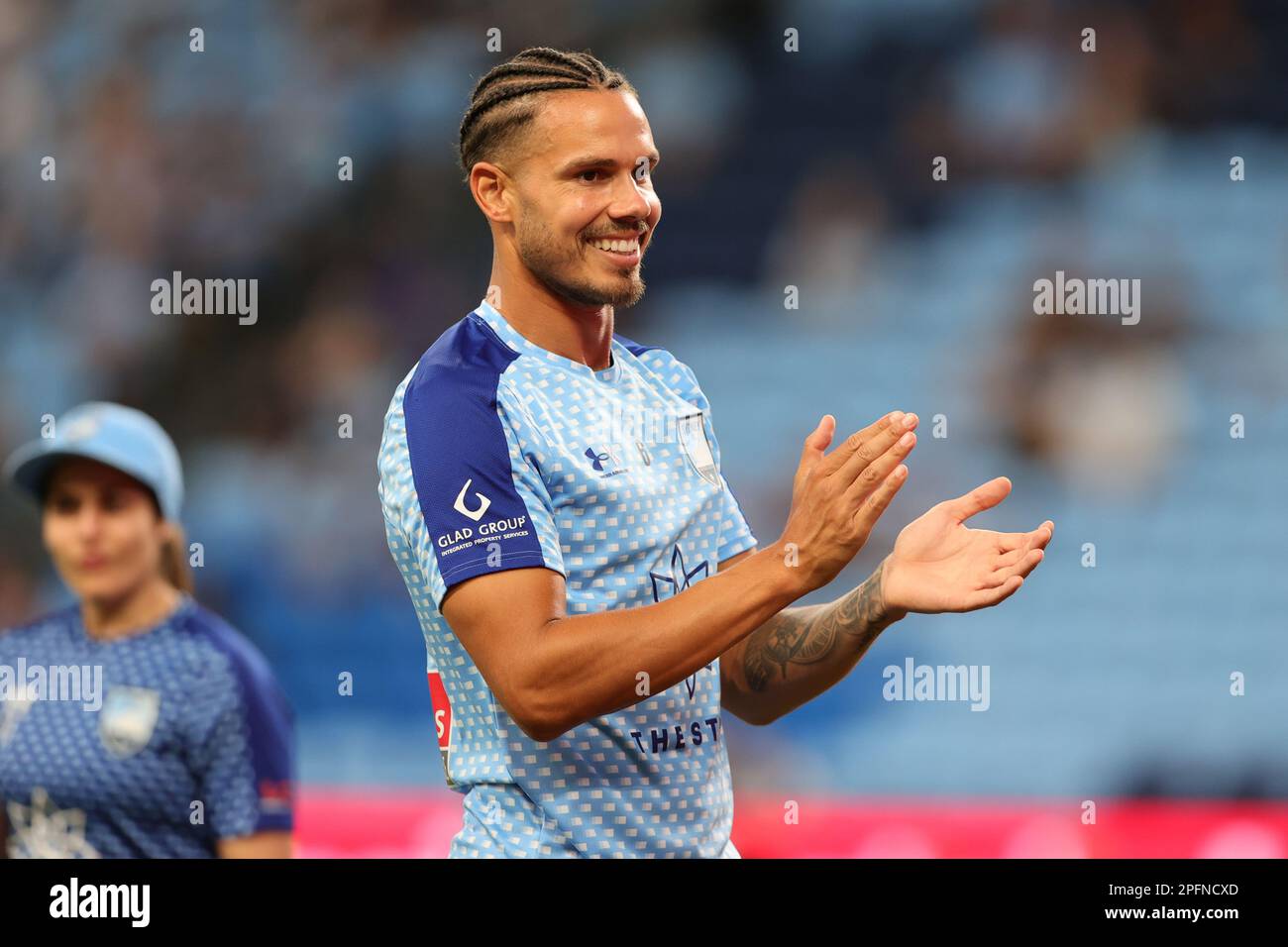 Sydney, Australia. 18th Mar, 2023. Jack Rodwell of Sydney FC warms up ...