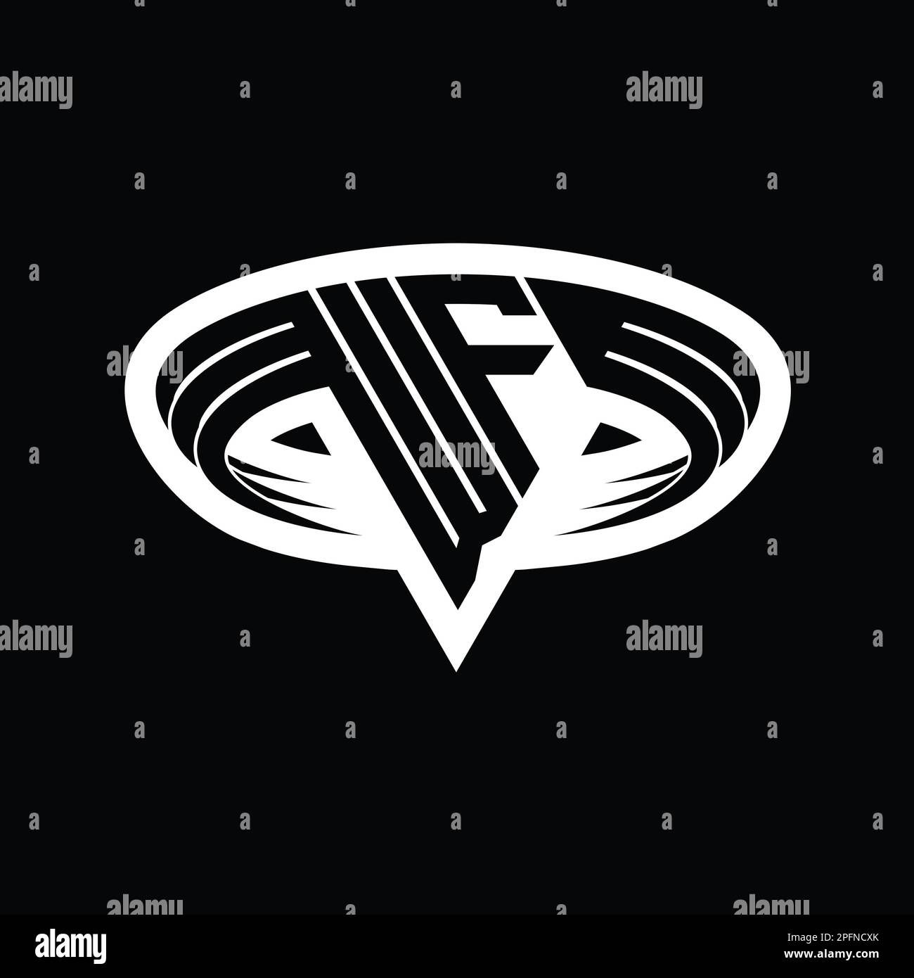 WF Logo monogram letter with triangle shape slice isolated outline ...