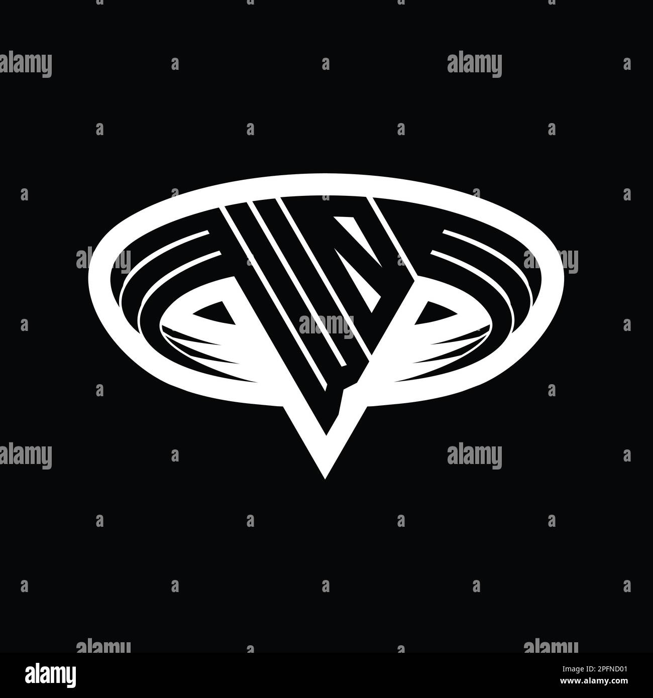 WO Logo monogram letter with triangle shape slice isolated outline ...