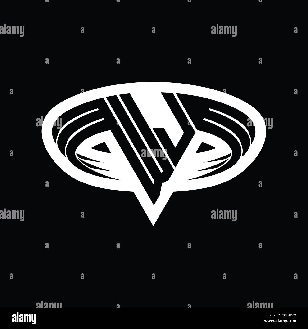 WJ Logo monogram letter with triangle shape slice isolated outline ...