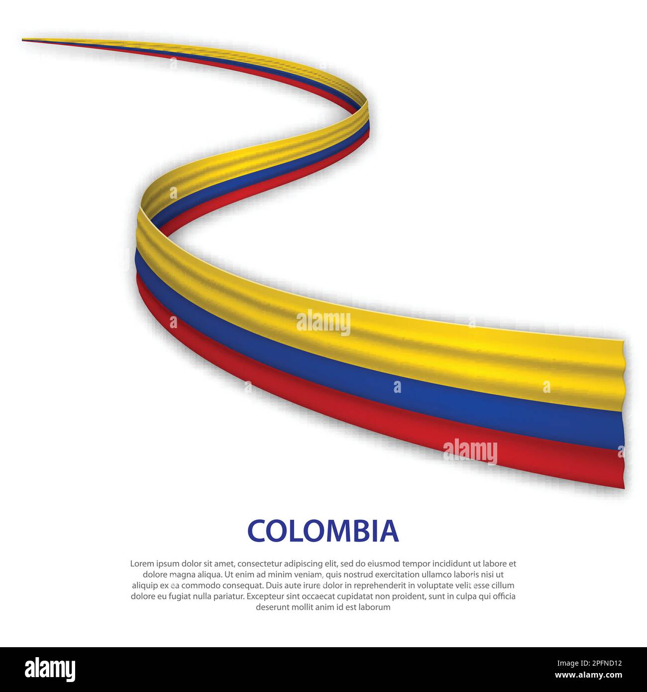 Waving ribbon or banner with flag of Colombia. Template for ...