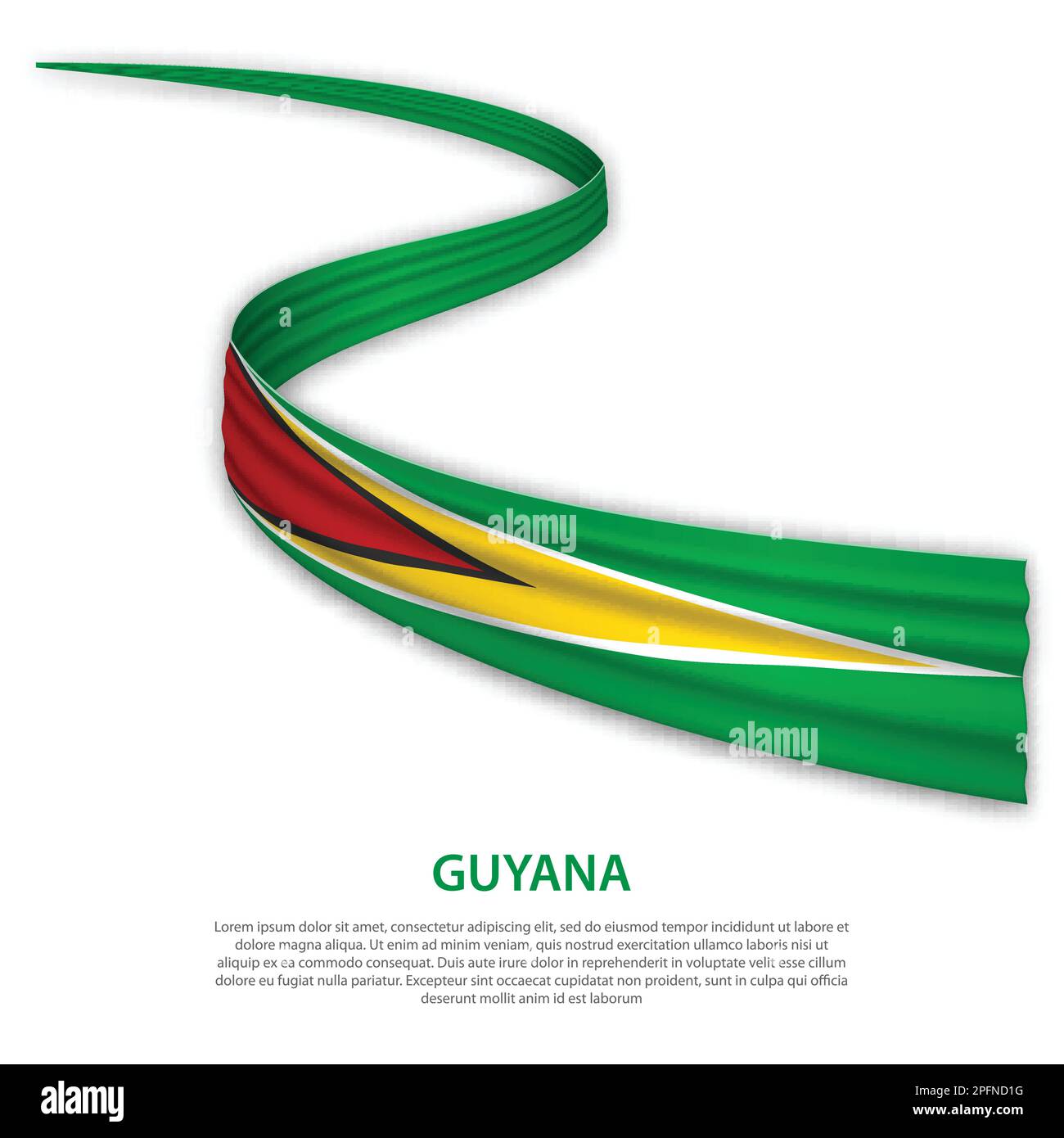 Waving ribbon or banner with flag of Guyana. Template for independence day poster design Stock ...