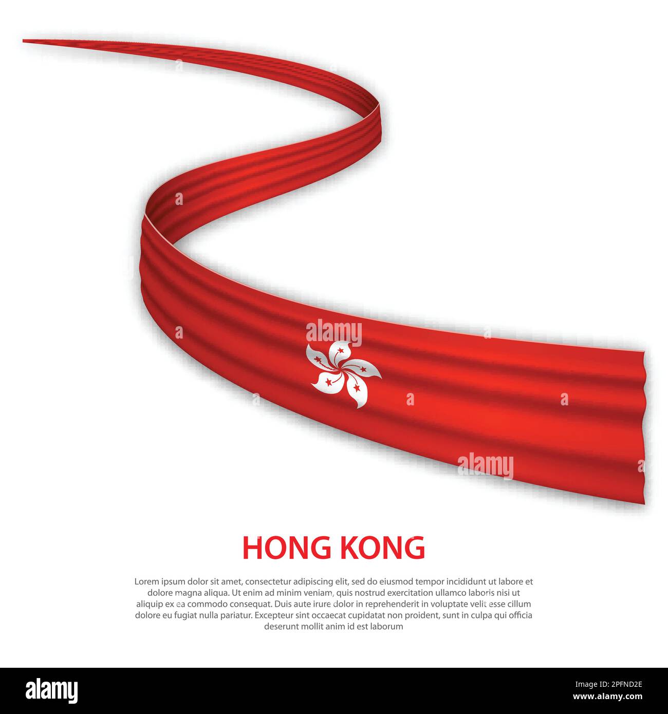 Waving ribbon or banner with flag of Hong Kong. Template for ...