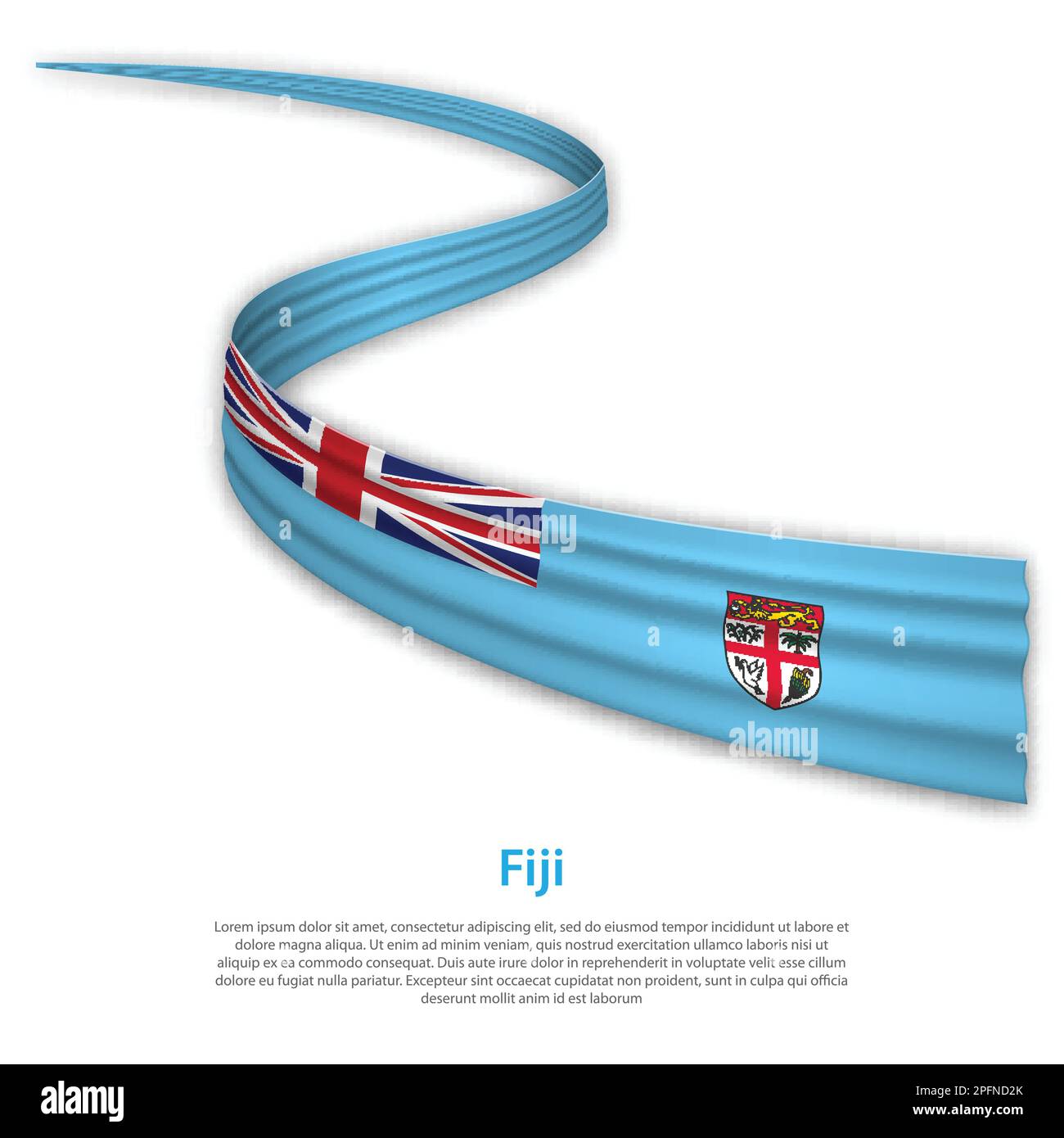Waving ribbon or banner with flag of Fiji. Template for independence day poster design Stock ...