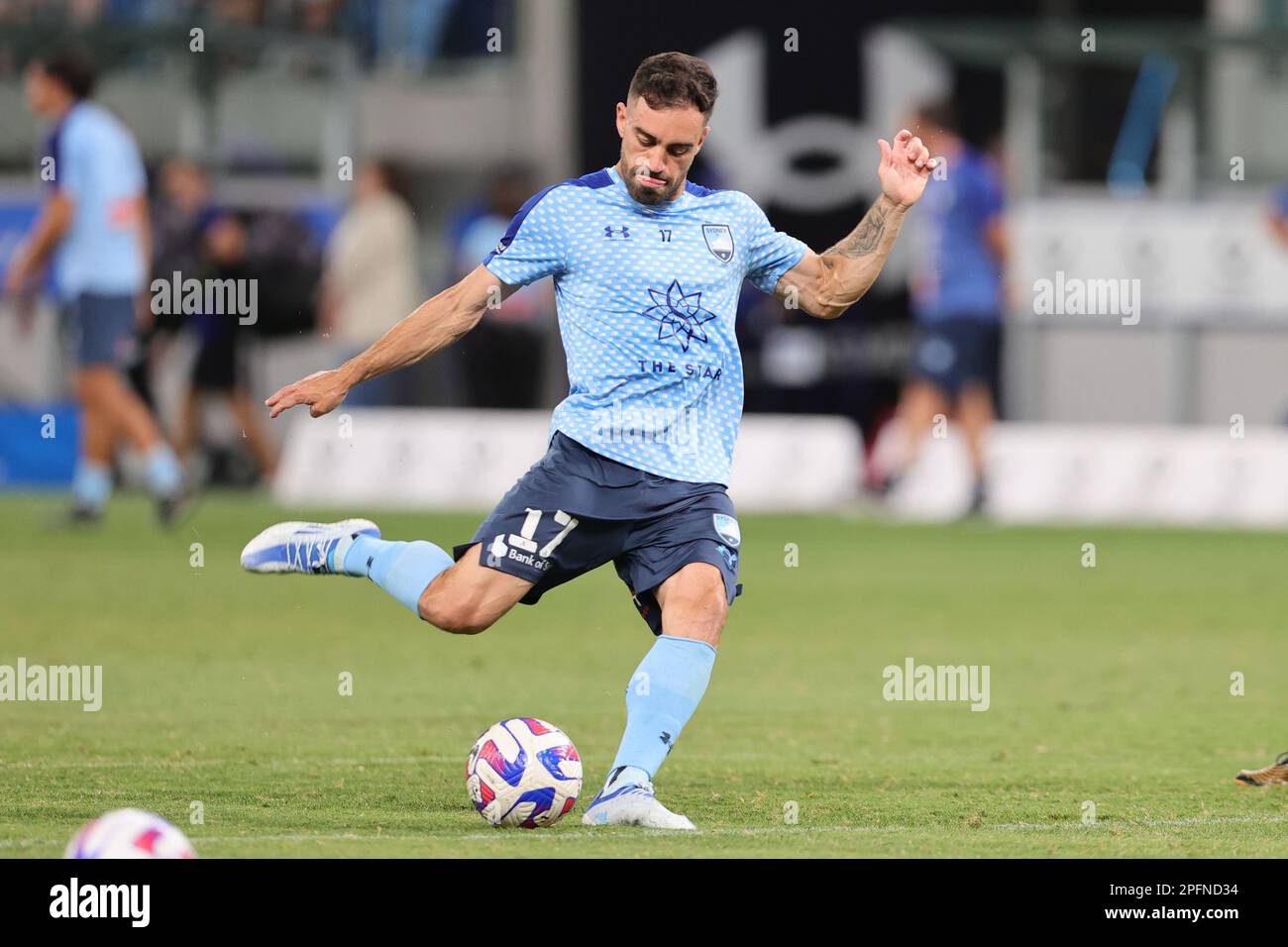 Sydney, Australia. 18th Mar, 2023. Anthony Caceres of Sydney FC warms ...
