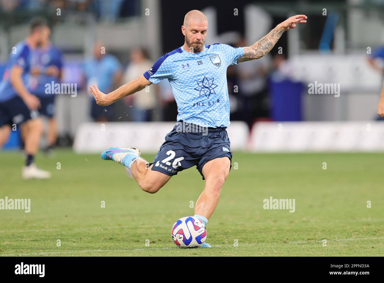Sydney, Australia. 18th Mar, 2023. Luke Brattan of Sydney FC warms up ...