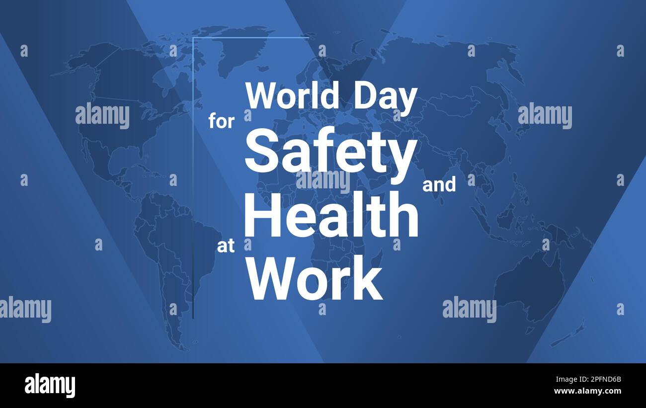World Day for Safety and Health at Work holiday card. Poster with earth ...