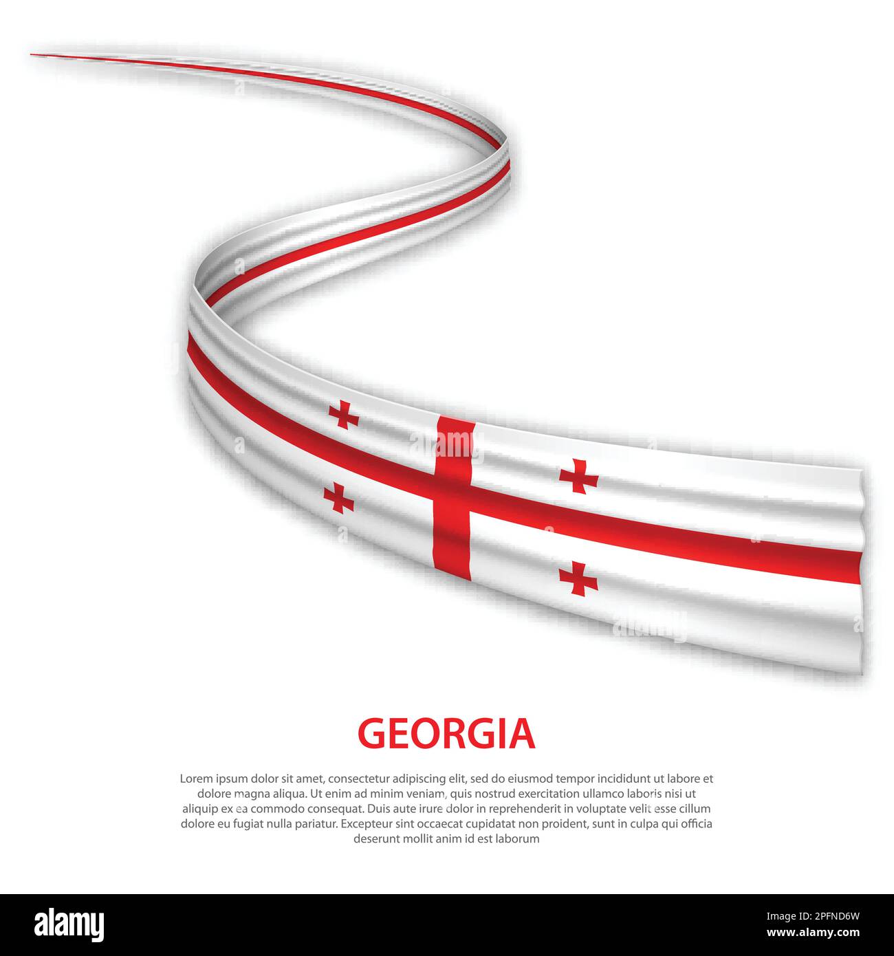 Waving ribbon or banner with flag of Georgia. Template for independence ...