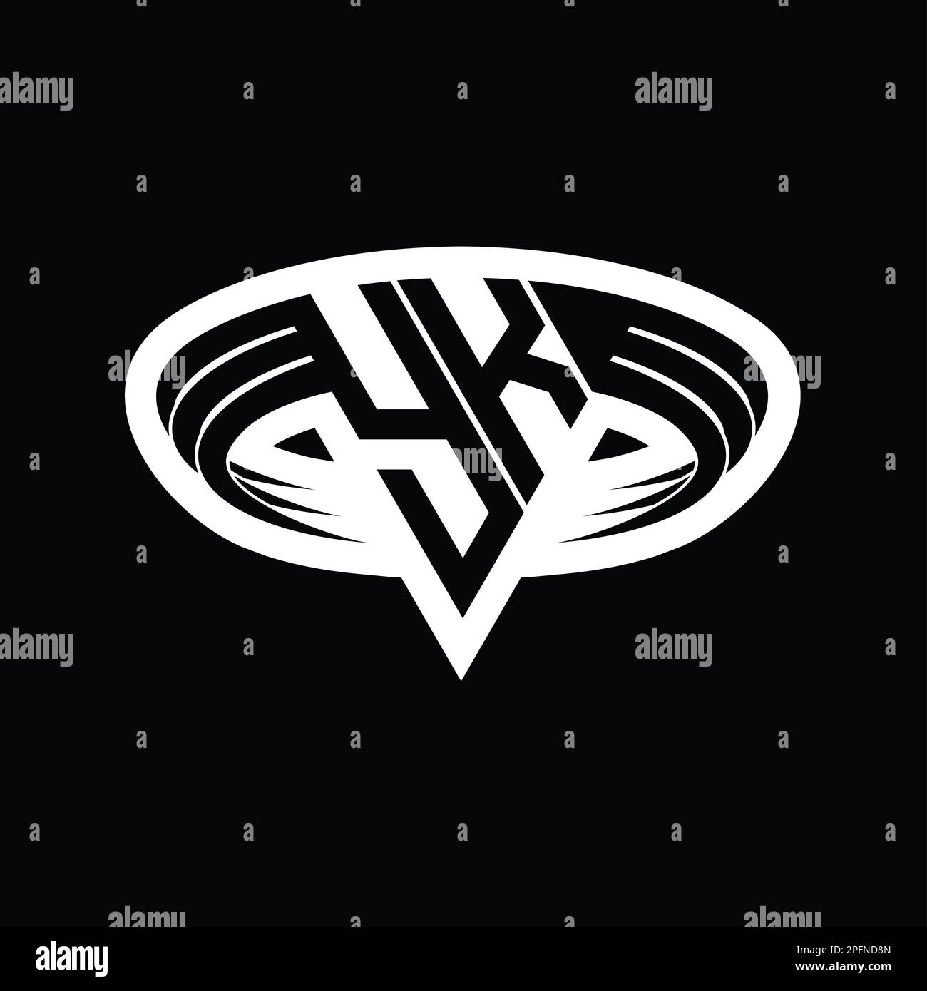 YK Logo monogram letter with triangle shape slice isolated outline ...