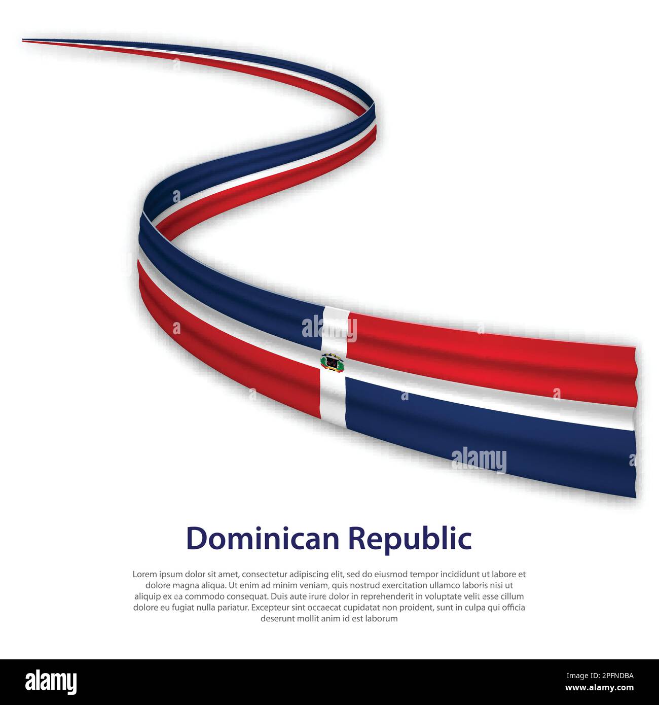 Waving ribbon or banner with flag of Dominican Republic. Template for ...