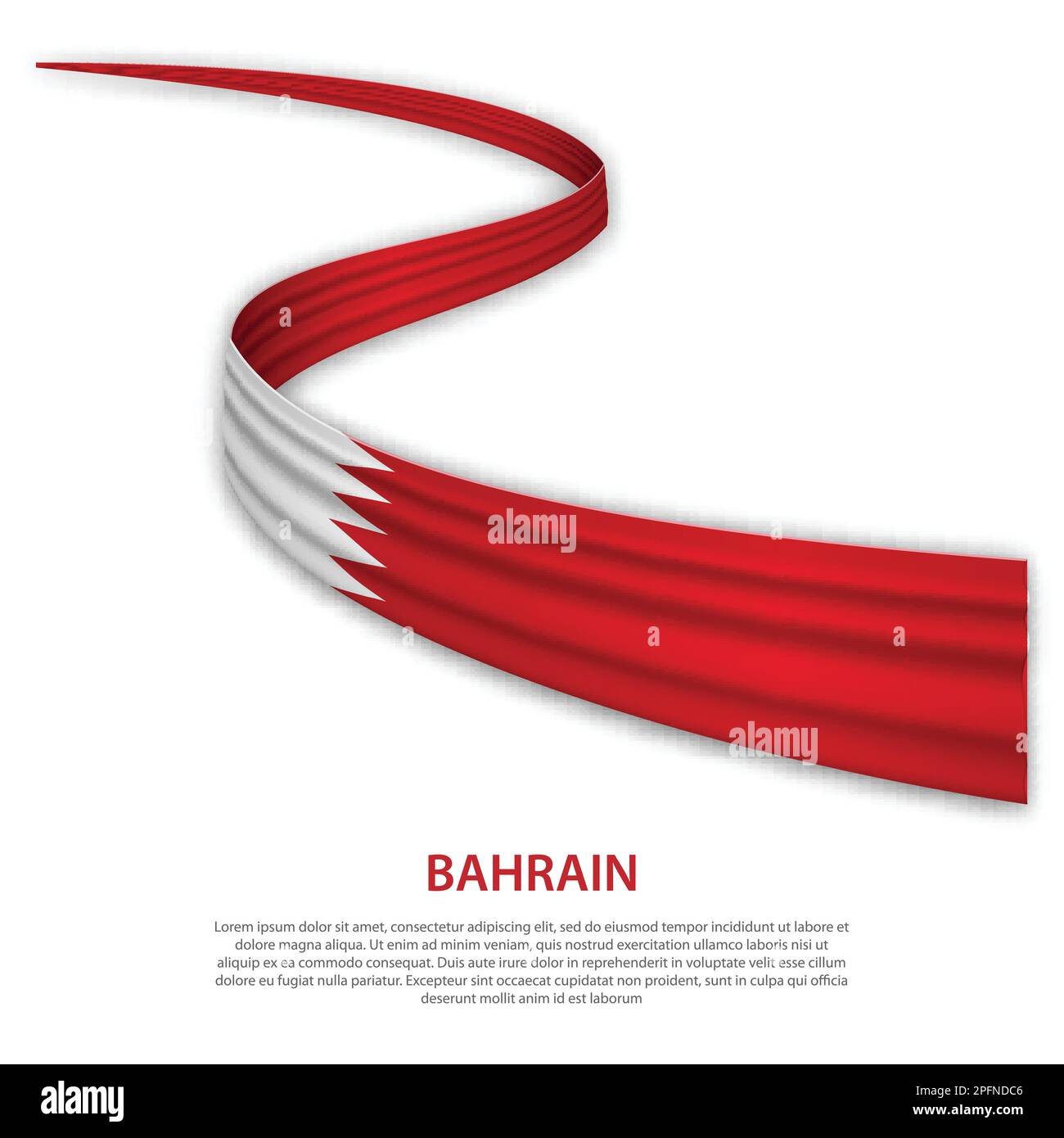 Waving ribbon or banner with flag of Bahrain. Template for independence ...