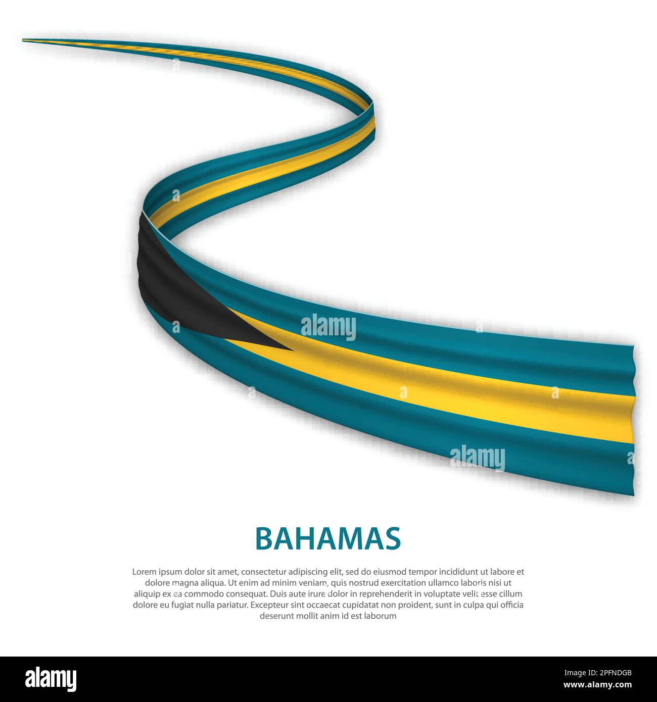 Waving ribbon or banner with flag of Bahamas. Template for independence ...