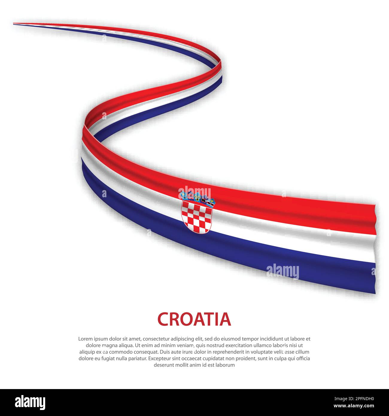 Waving ribbon or banner with flag of Croatia. Template for independence ...