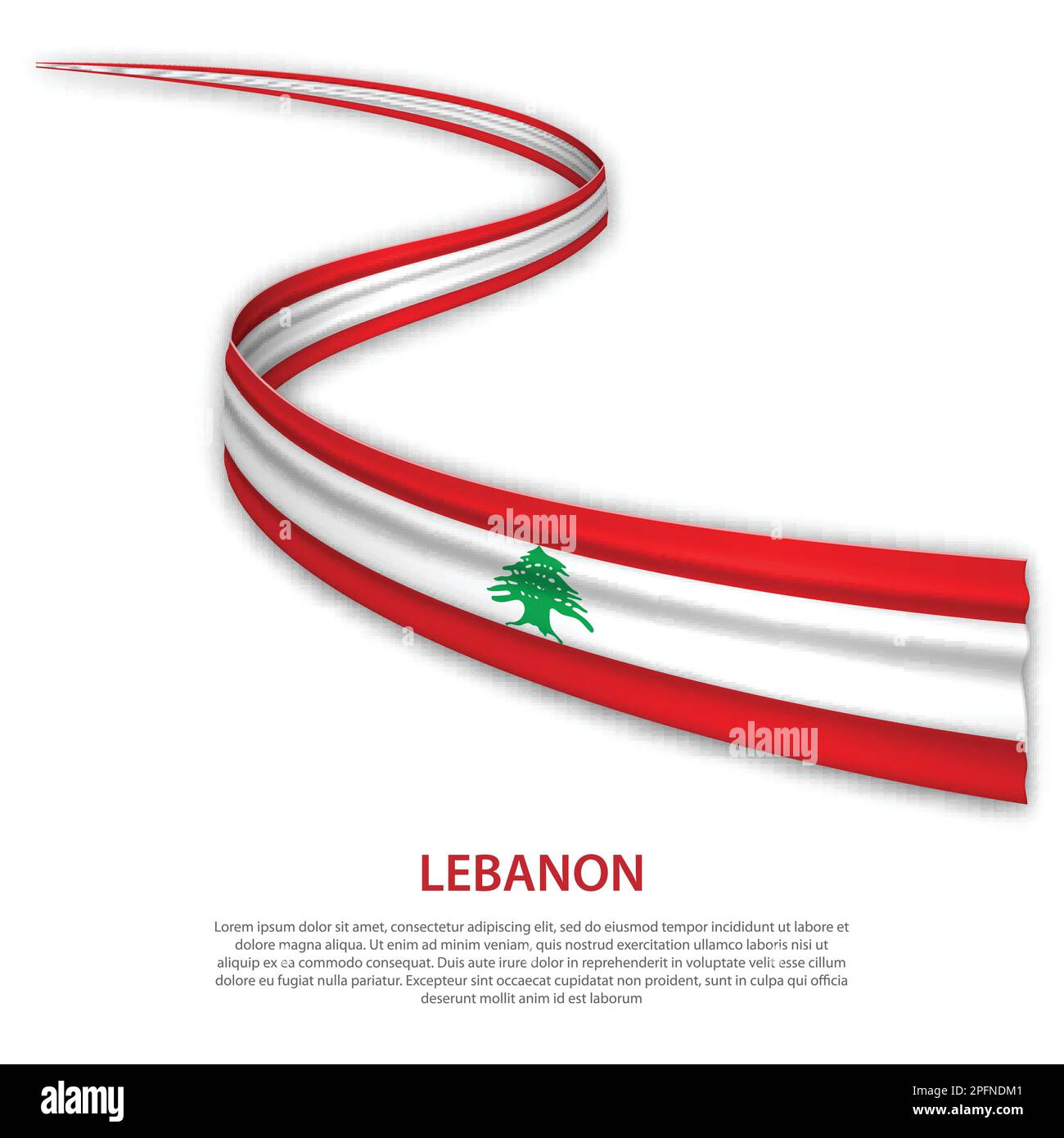 Waving ribbon or banner with flag of Lebanon. Template for independence ...