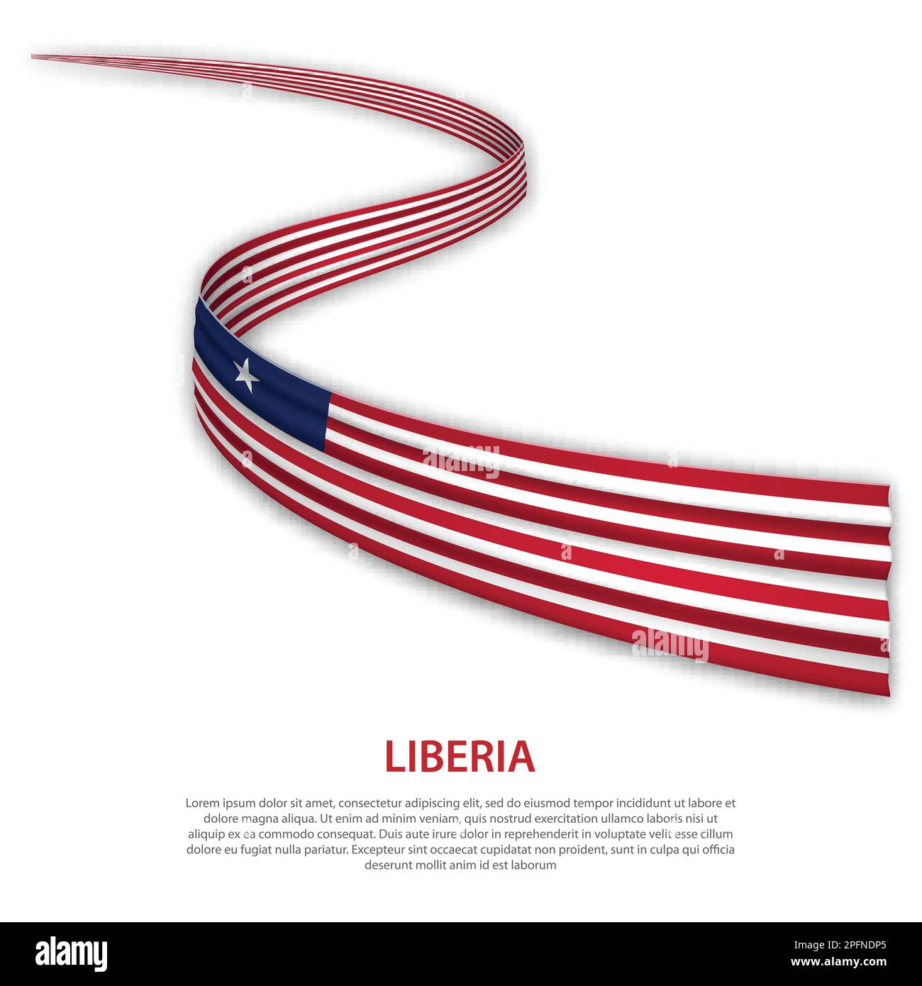 Waving ribbon or banner with flag of Liberia. Template for independence ...