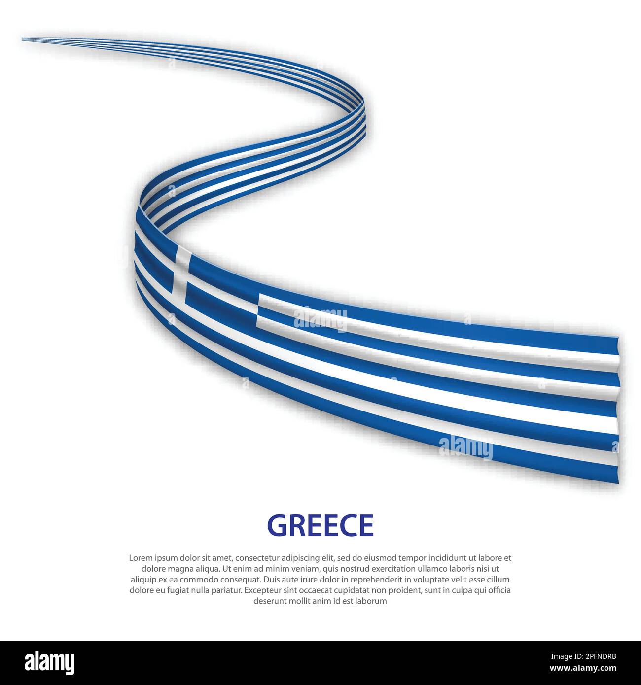 Waving ribbon or banner with flag of Greece. Template for independence ...
