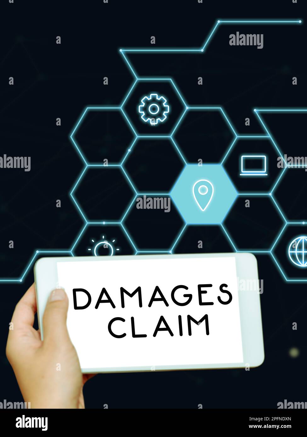 Text caption presenting Damages Claim. Internet Concept Demand ...