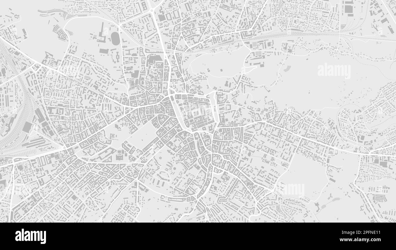 White and light grey Lviv City area vector background map, roads and ...