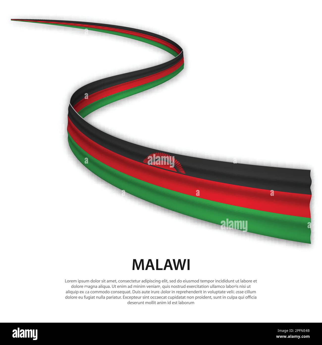 Waving ribbon or banner with flag of Malawi. Template for independence day poster design Stock ...