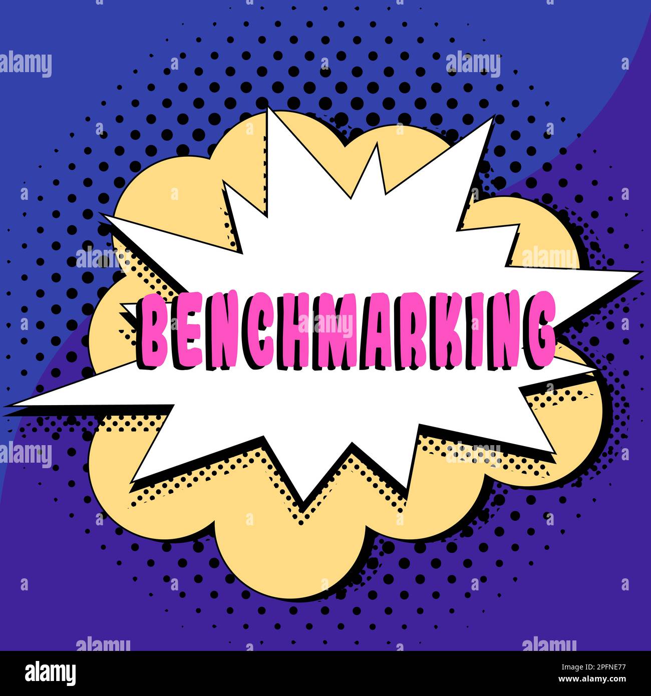 Text caption presenting Benchmarking. Word Written on Evaluate ...