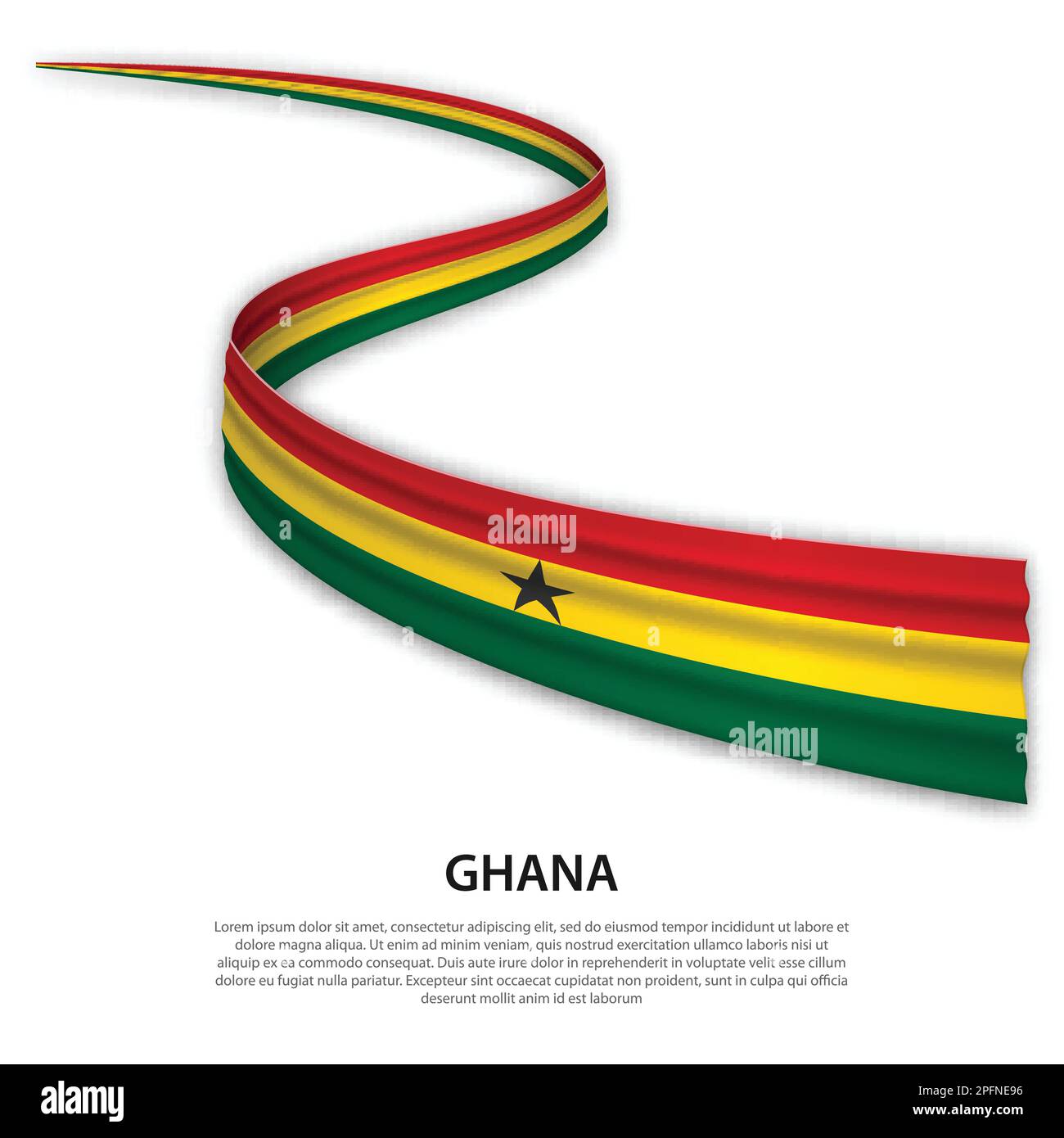 Waving ribbon or banner with flag of Ghana. Template for independence ...