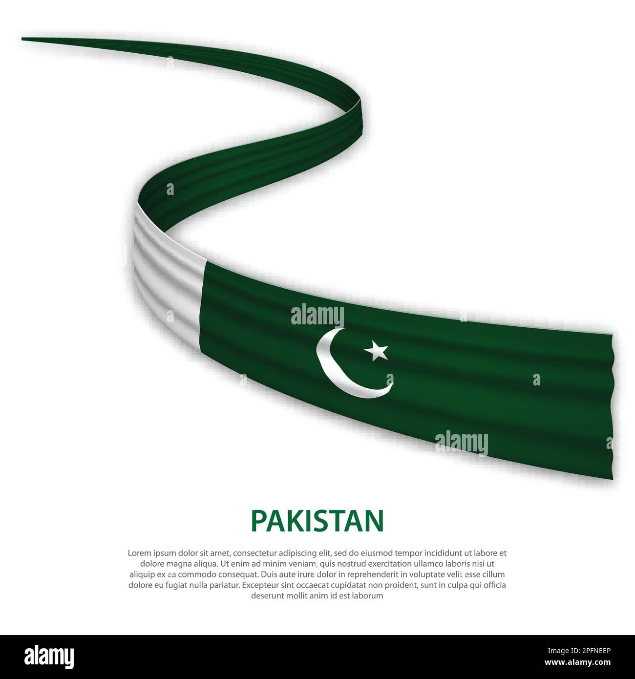 Waving ribbon or banner with flag of Pakistan. Template for ...