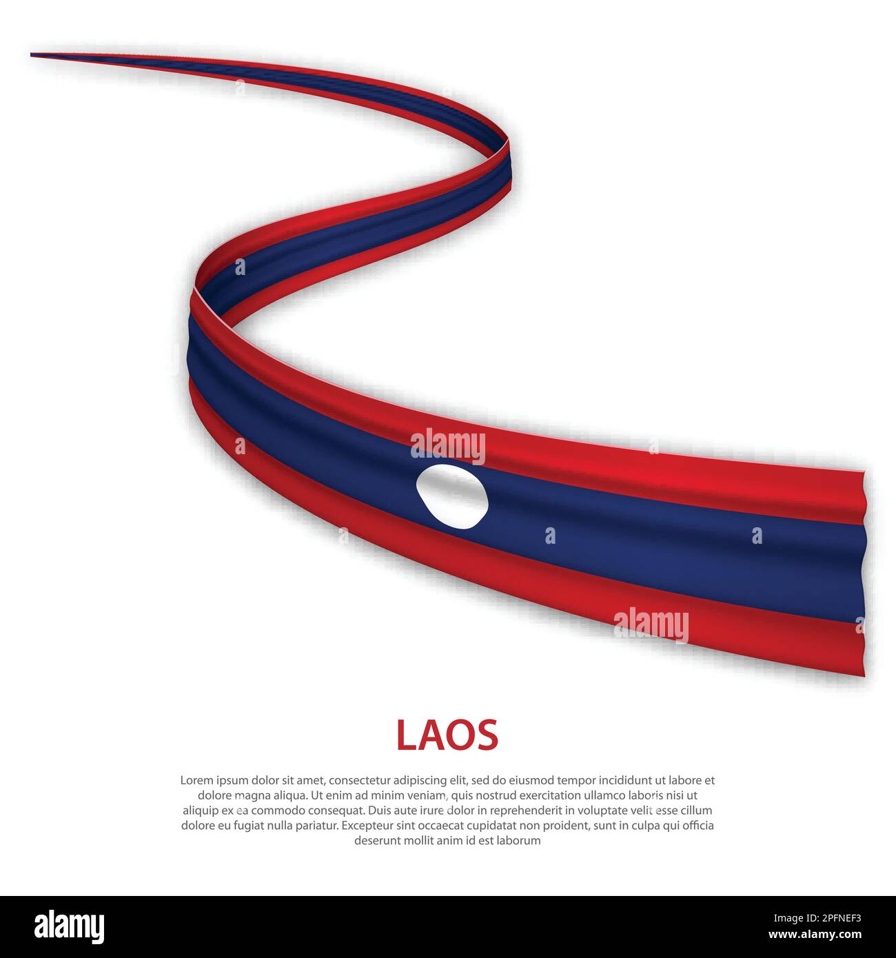 Waving ribbon or banner with flag of Laos. Template for independence ...