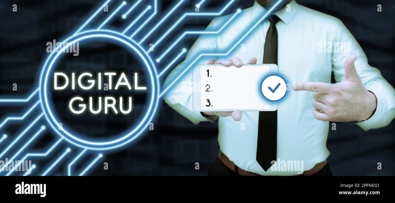 Inspiration showing sign Digital Guru. Business idea teacher and ...