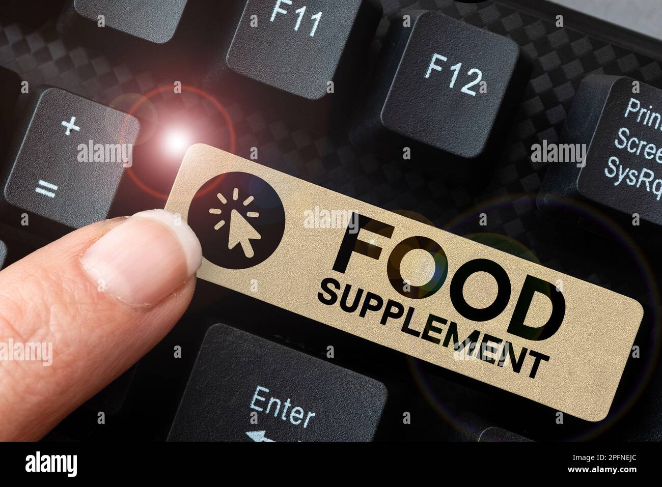 Sign displaying Food Supplement. Business overview Conditions and ...