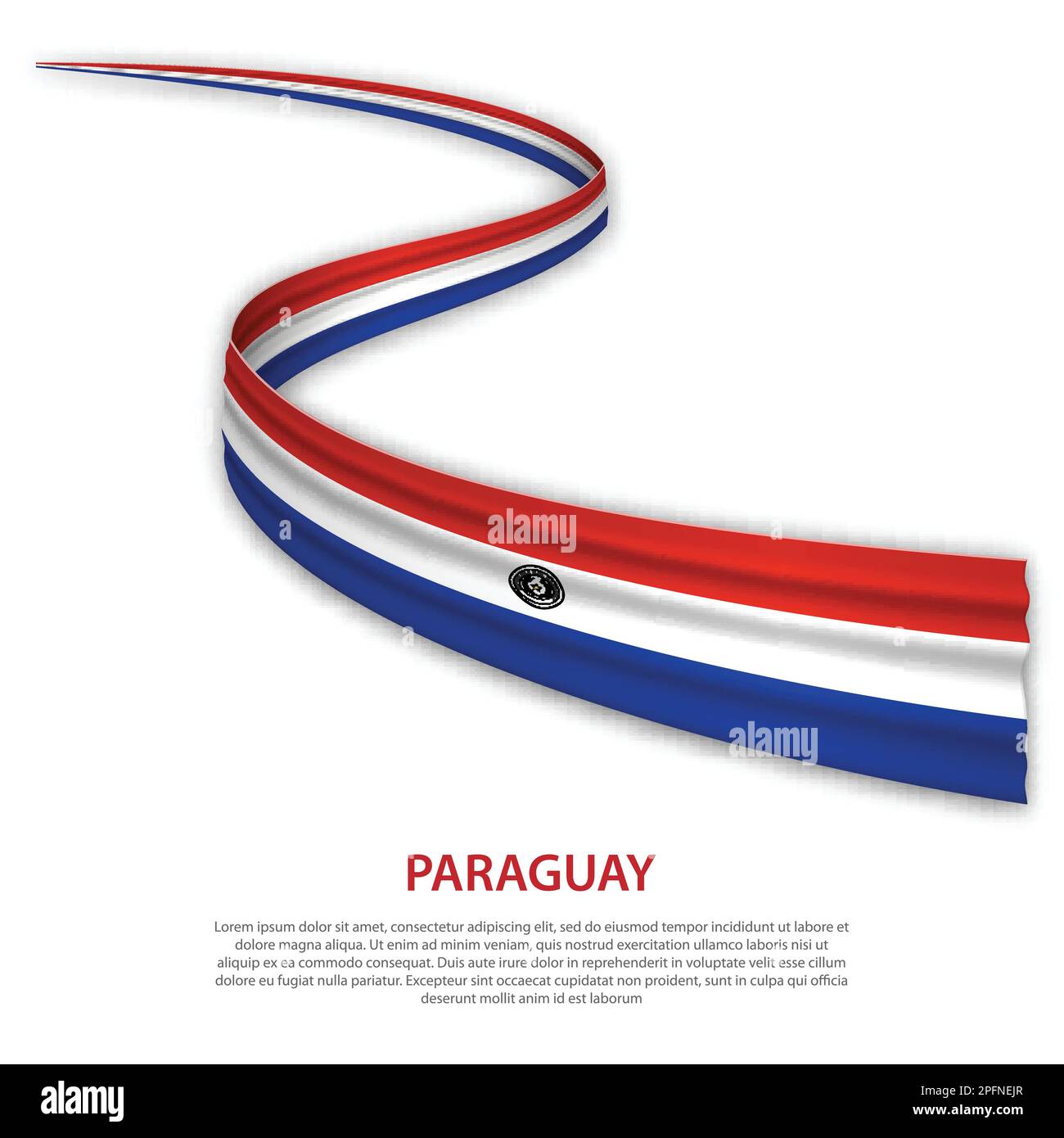 Waving ribbon or banner with flag of Paraguay. Template for ...