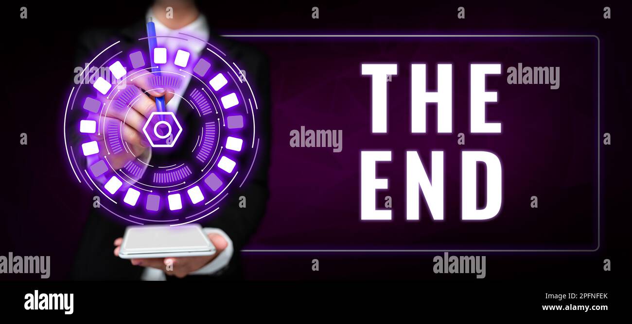 Handwriting text The End. Internet Concept Final part of play ...
