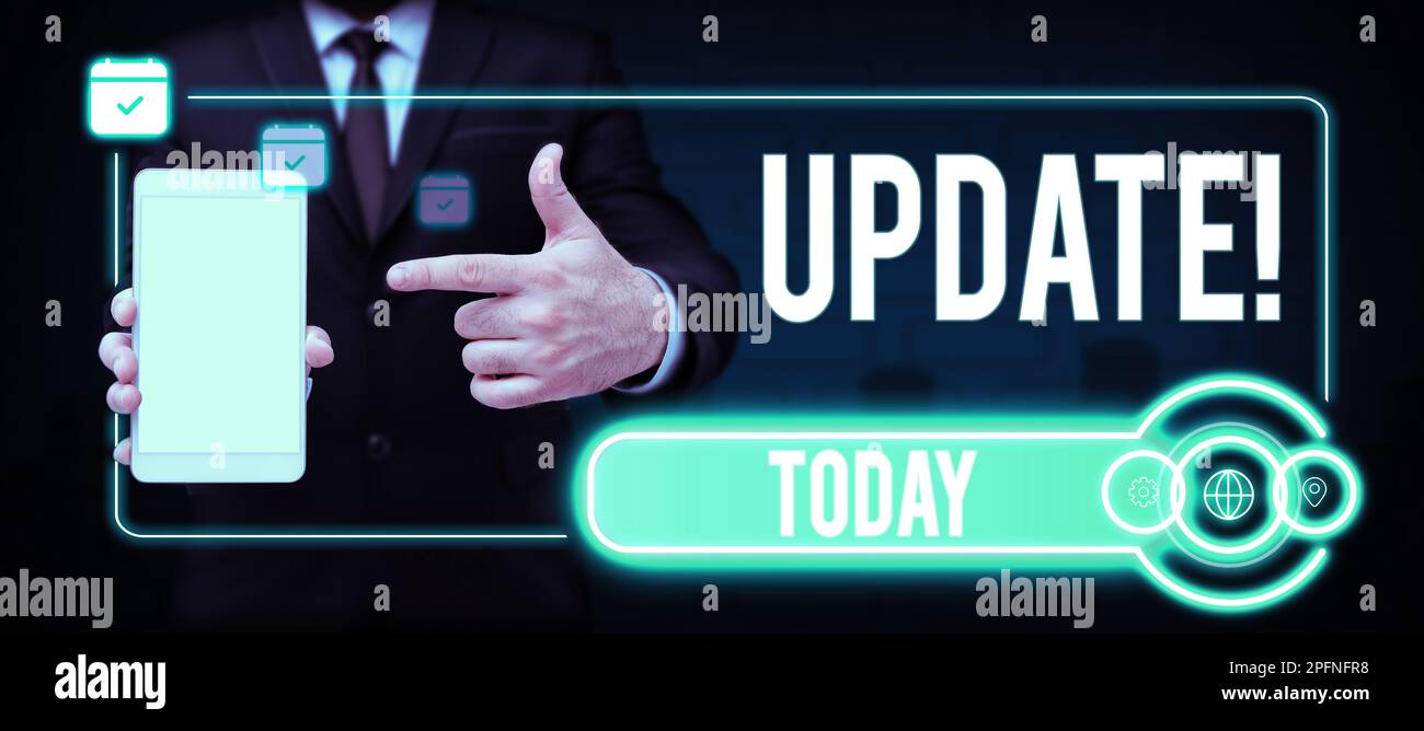 Conceptual caption Update. Business approach Make something more modern Adding new facts ...