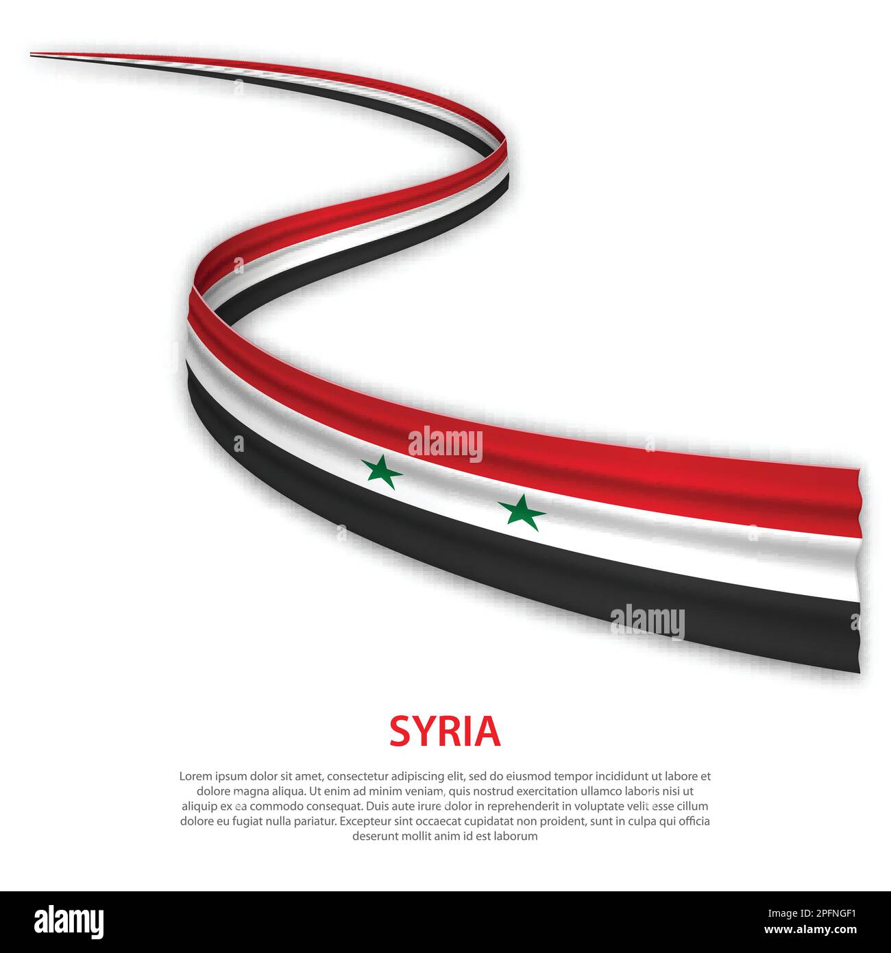 Waving ribbon or banner with flag of Syria. Template for independence ...