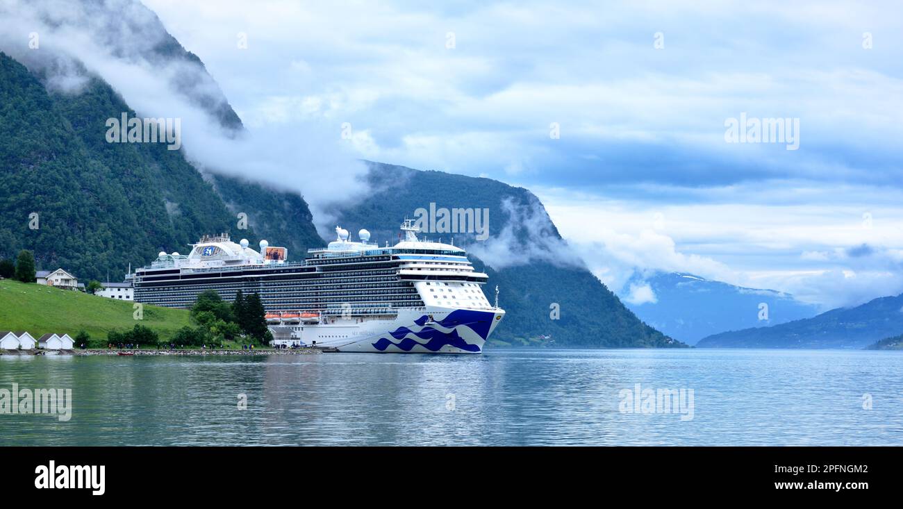 Skjolden, Sognefjord, Norway - 28th June 2022:Low mist and Sky Princes ...