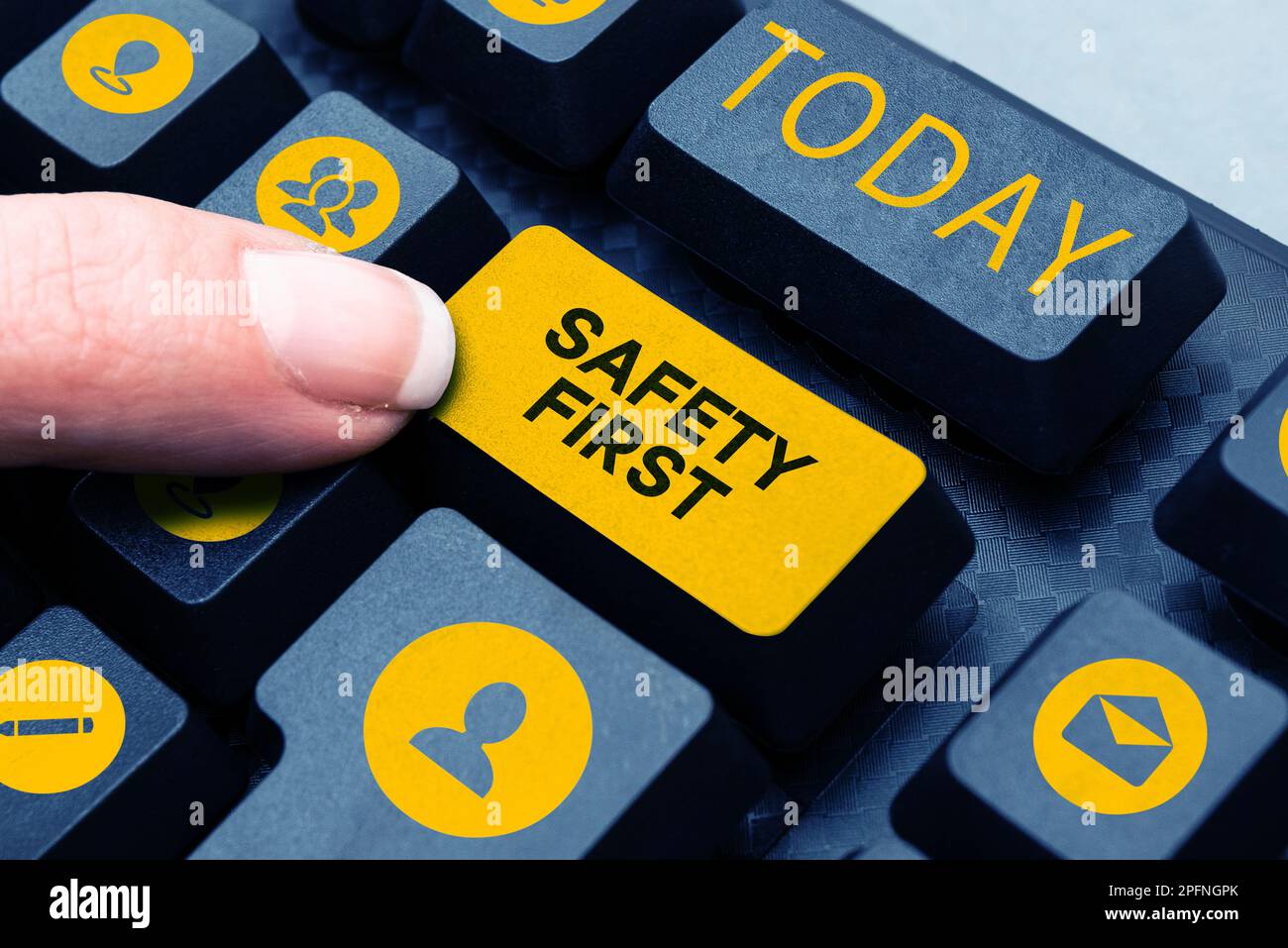 Text sign showing Safety First. Concept meaning Avoid any unnecessary ...