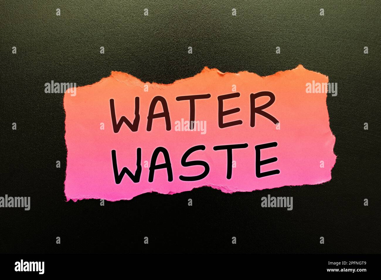 Text sign showing Water Waste. Concept meaning liquid that has been ...