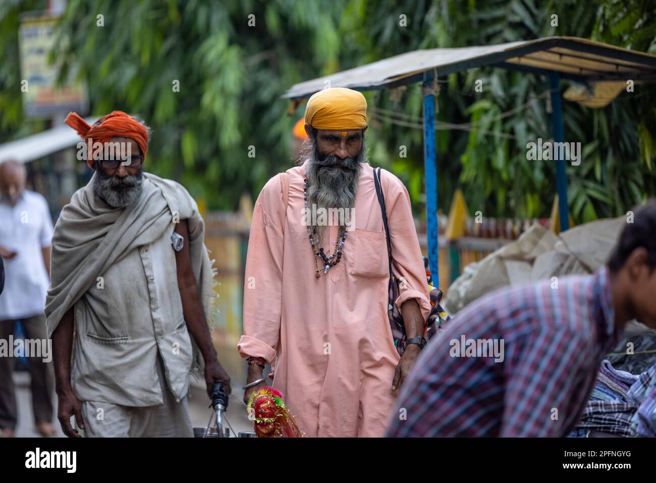 Holy Rishikesh, Portrait of unidentified brahmin male sadhu near river ...