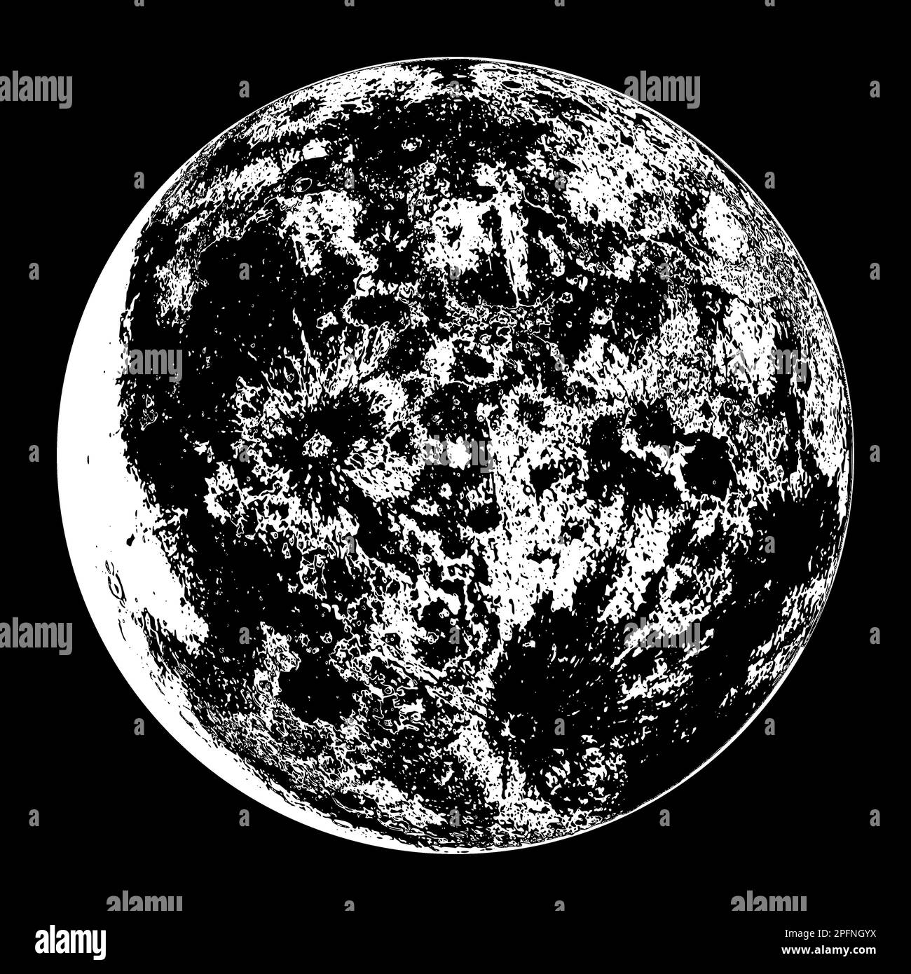 Detailed Moon illustration on White Background. Vector Illustration ...