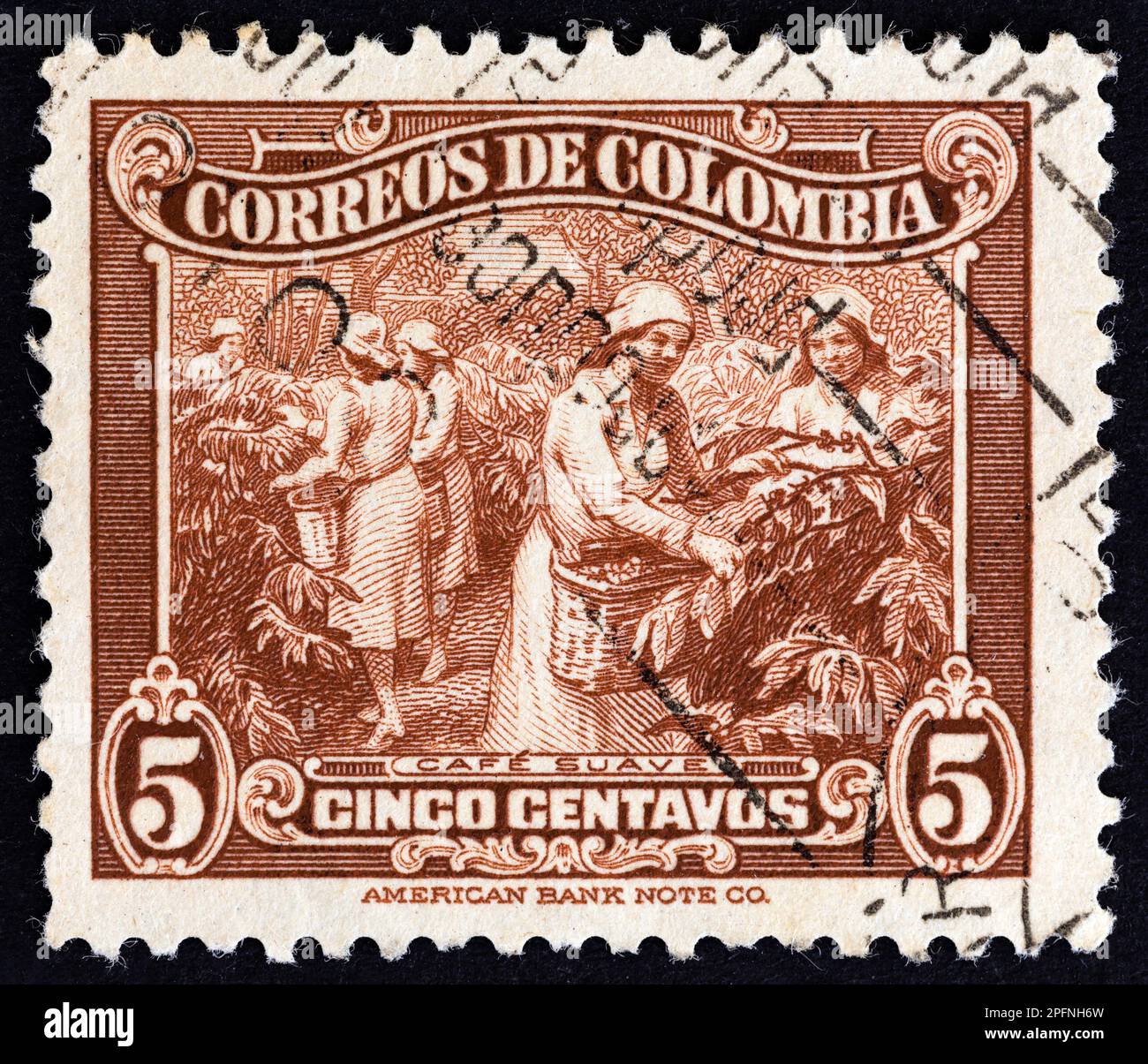 COLOMBIA - CIRCA 1939: A stamp printed in Colombia shows Coffee ...