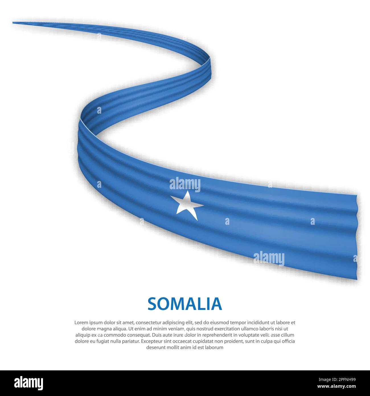 Waving ribbon or banner with flag of Somalia. Template for independence ...