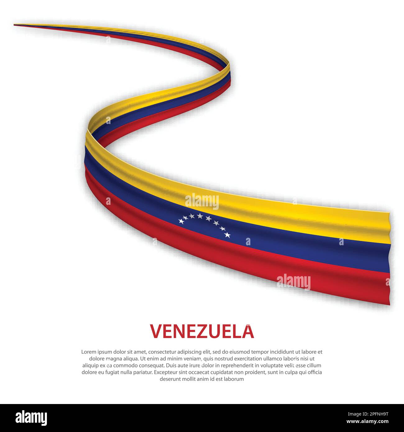 Waving ribbon or banner with flag of Venezuela. Template for ...
