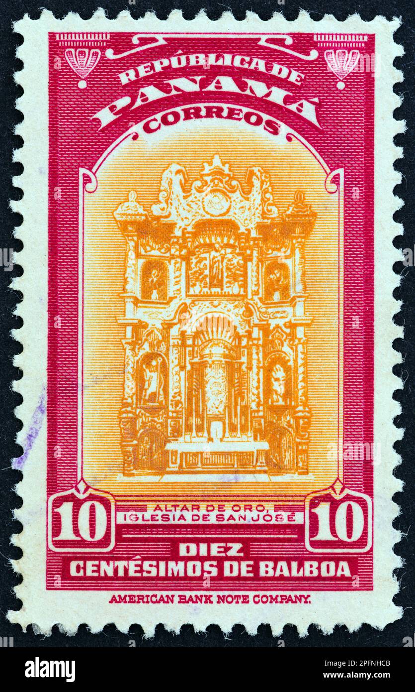 PANAMA - CIRCA 1942: A stamp printed in Panama shows Golden Altar ...