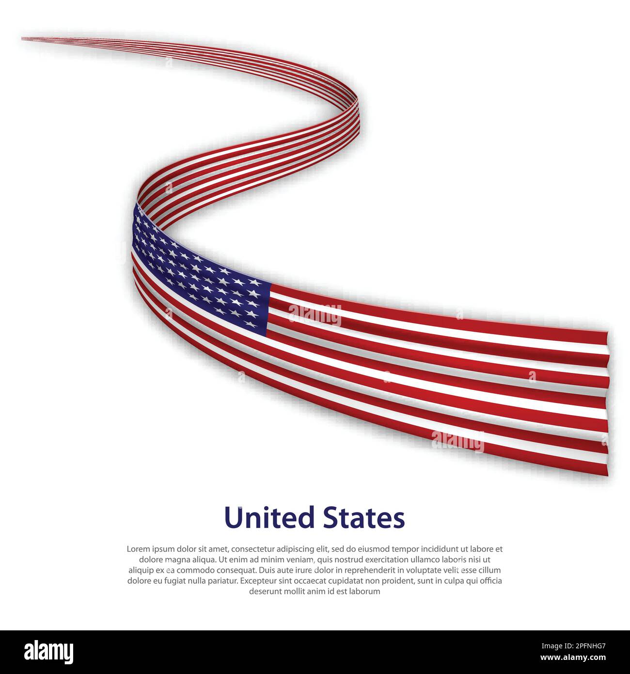 Waving ribbon or banner with flag of United States. Template for ...
