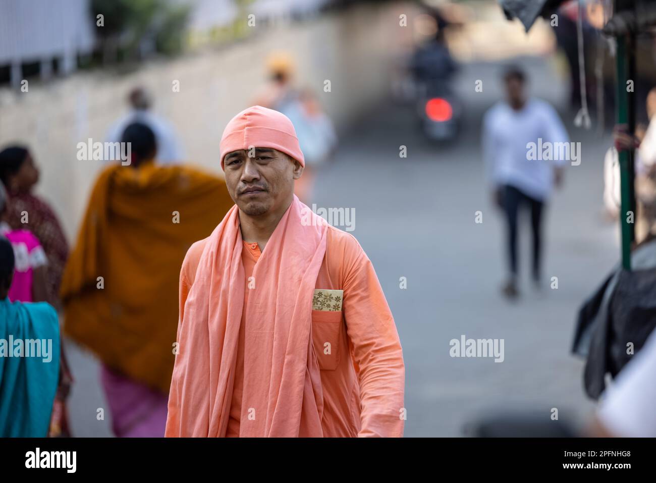 Holy Rishikesh, Portrait of unidentified brahmin male sadhu near river ...