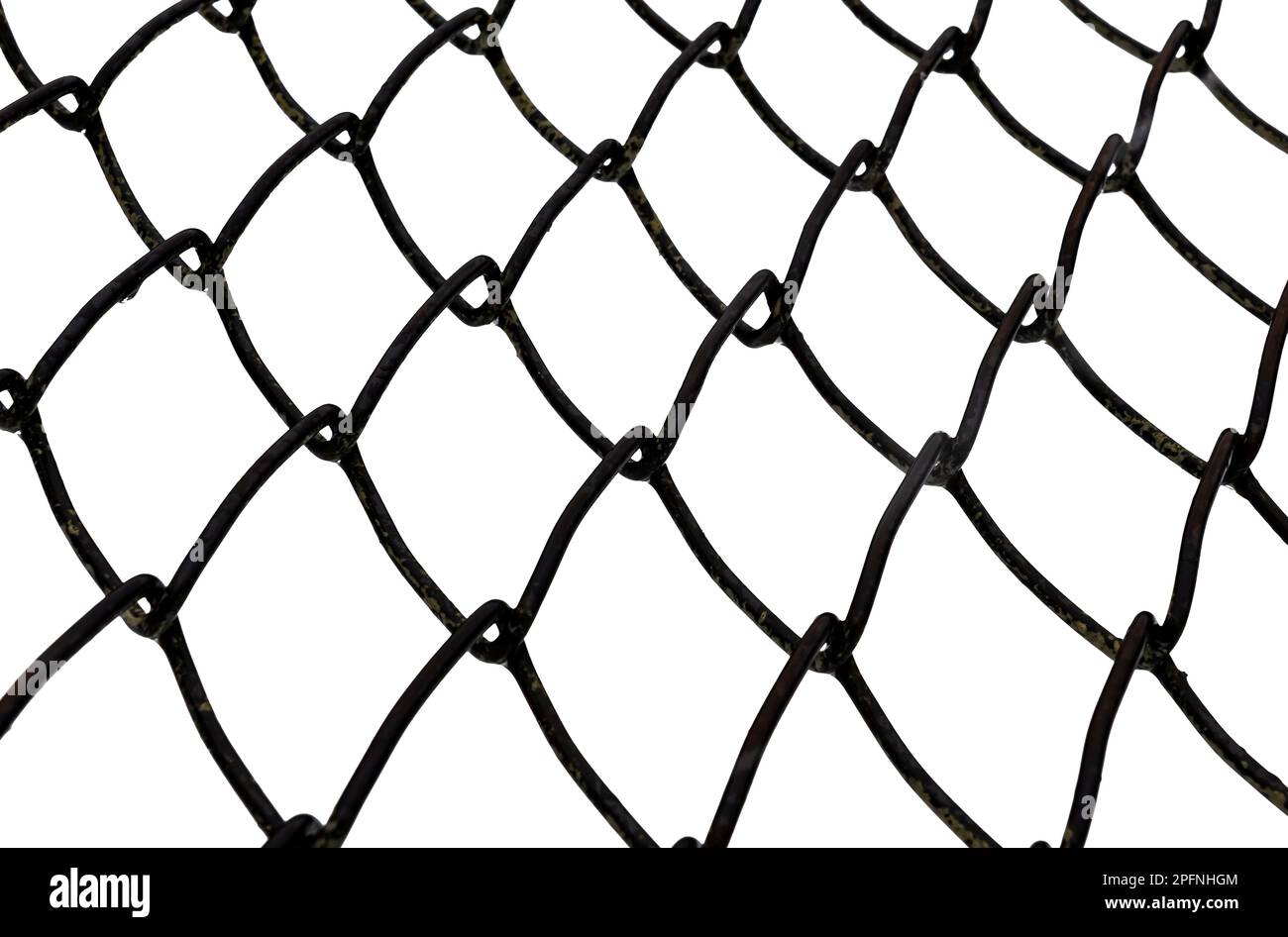 The texture of the metal mesh. Torn, destroyed, broken metal mesh on a ...