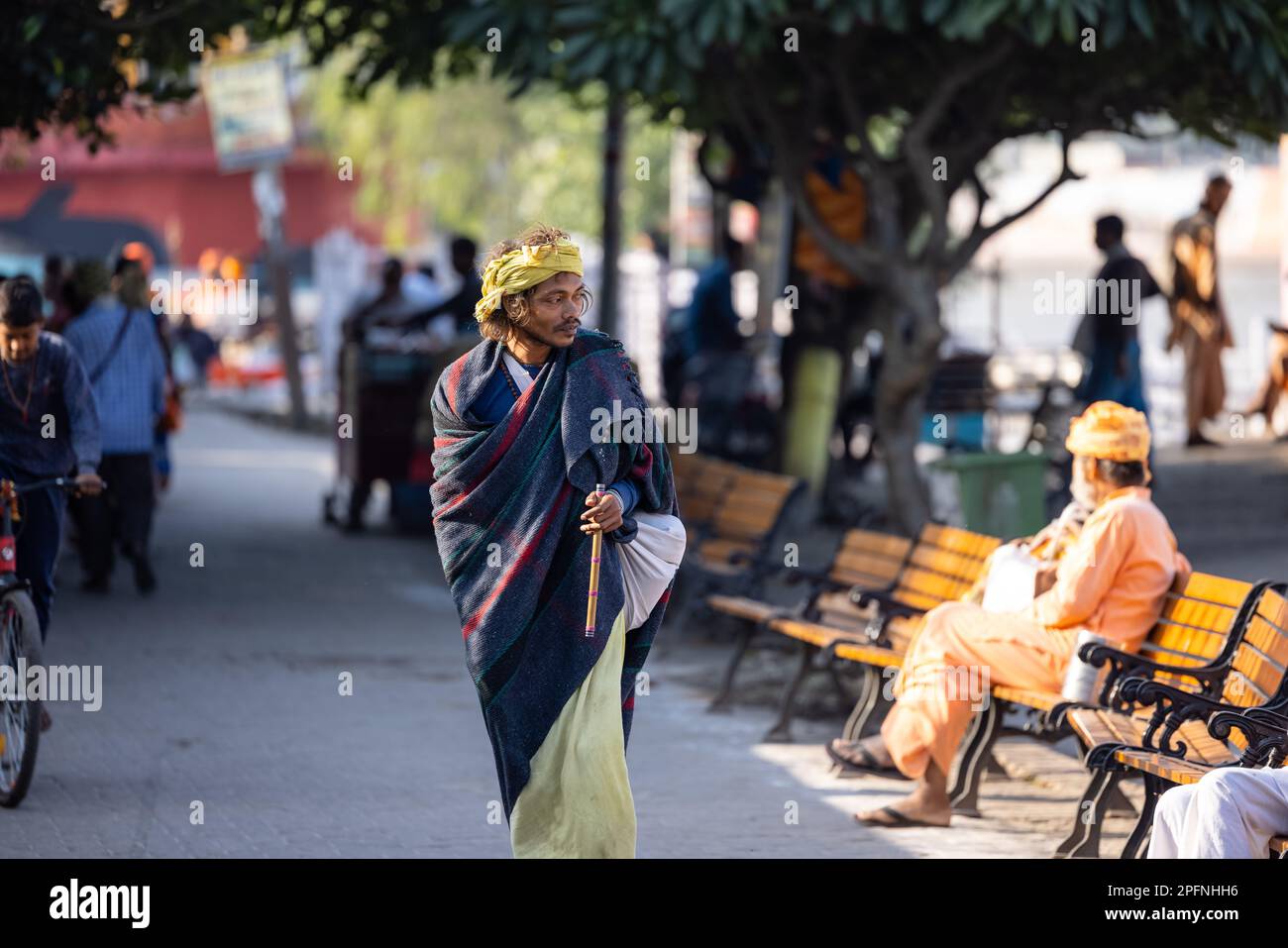 Holy Rishikesh, Portrait of unidentified brahmin male sadhu near river ...
