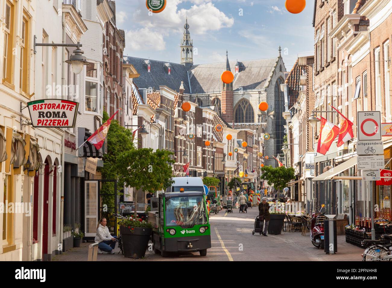 Bell tower of the Sint Janskerk church in the picturesque cheese town ...
