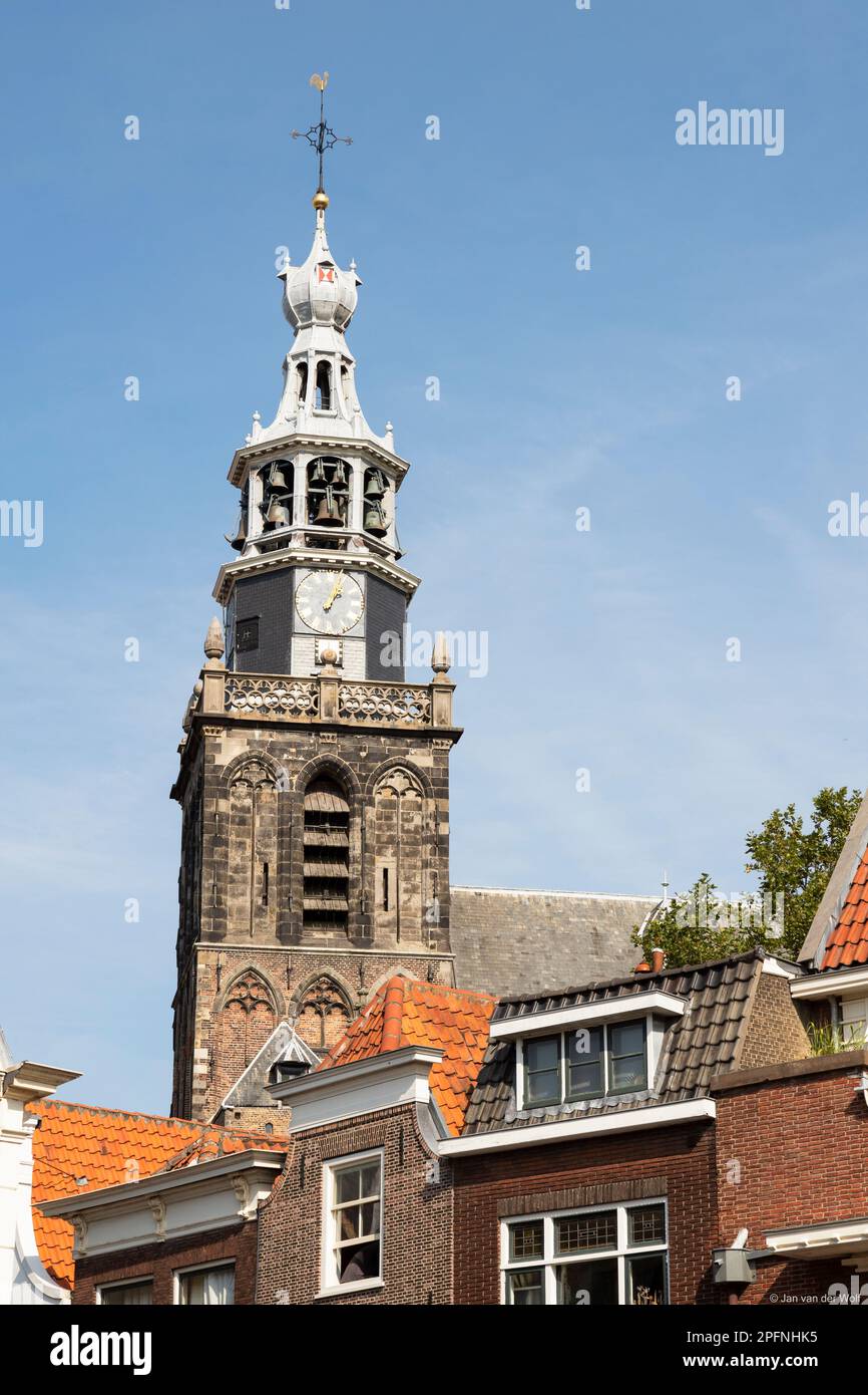 Bell tower of the Sint Janskerk church in the picturesque cheese town ...