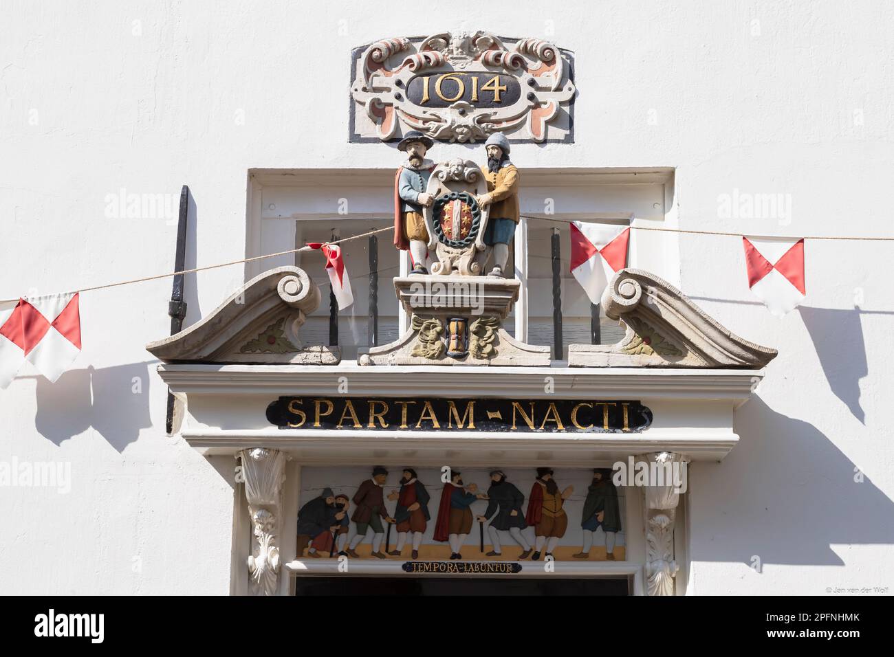 Gable stone above the entrance door of the Willem Vroesenhuis Stock ...