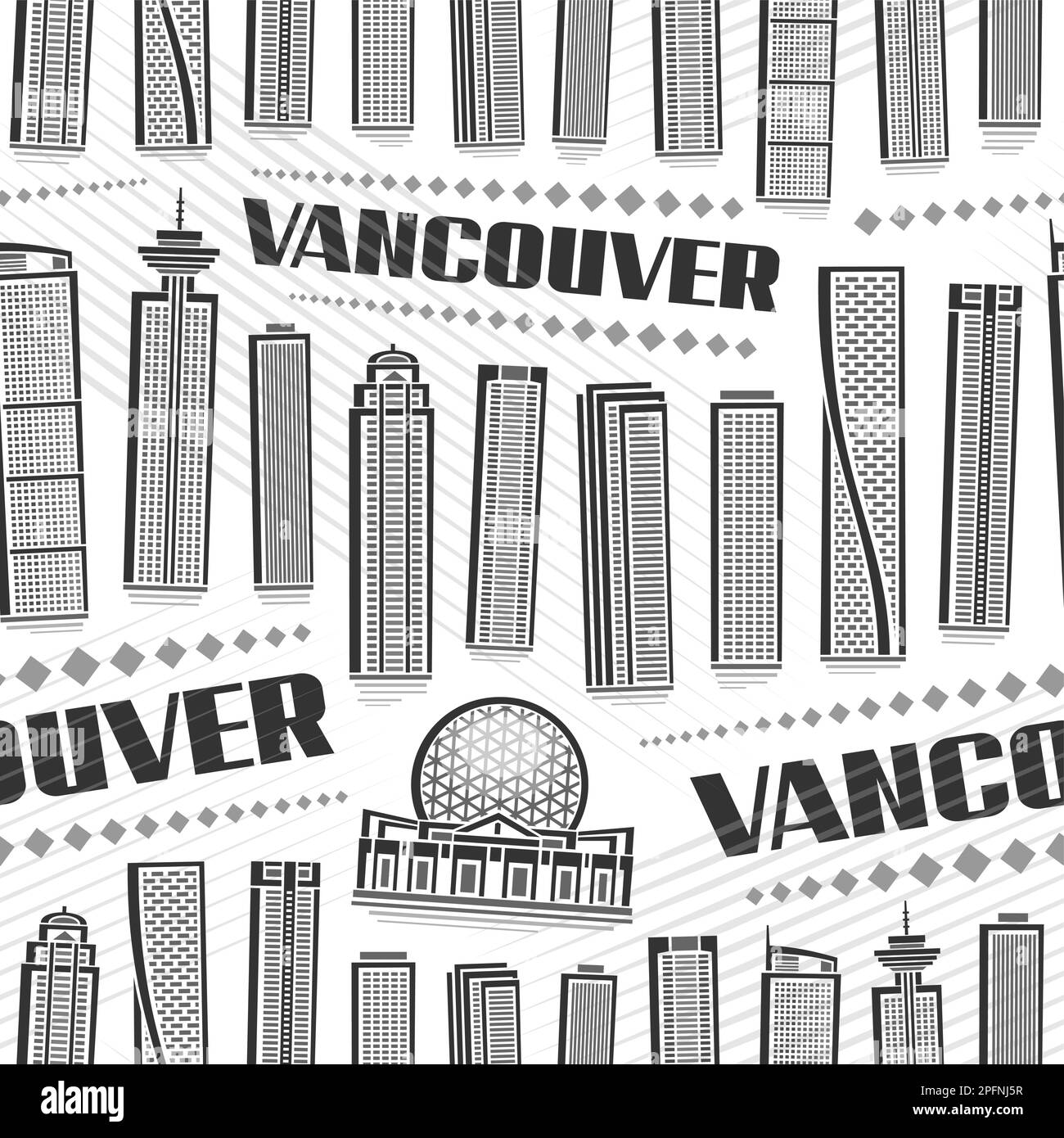 Vector Vancouver Seamless Pattern, repeat background with illustration ...